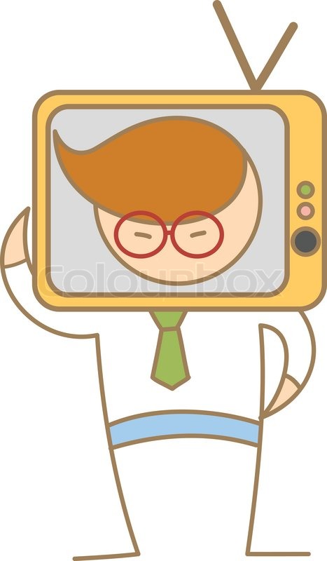 Cartoon character of man with TV head | Stock vector | Colourbox