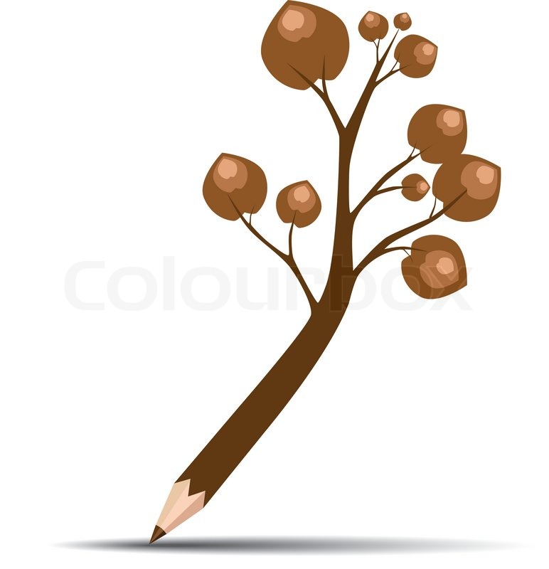 Pencil Tree with brown leafs vector ... | Stock vector | Colourbox