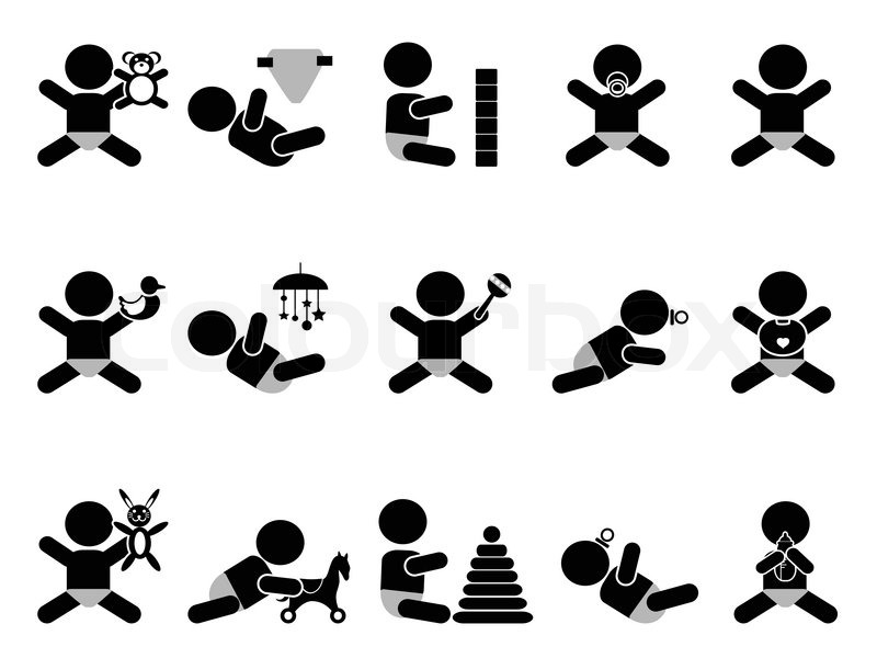 Baby with toys icon | Stock vector | Colourbox