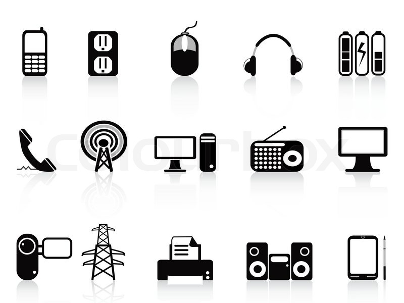 Black electronic icons set | Stock vector | Colourbox