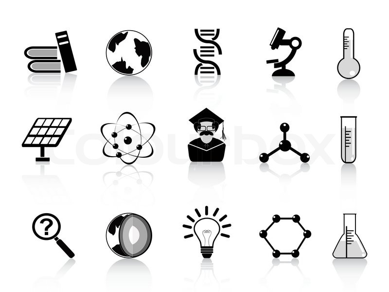 Black science icons | Stock vector | Colourbox