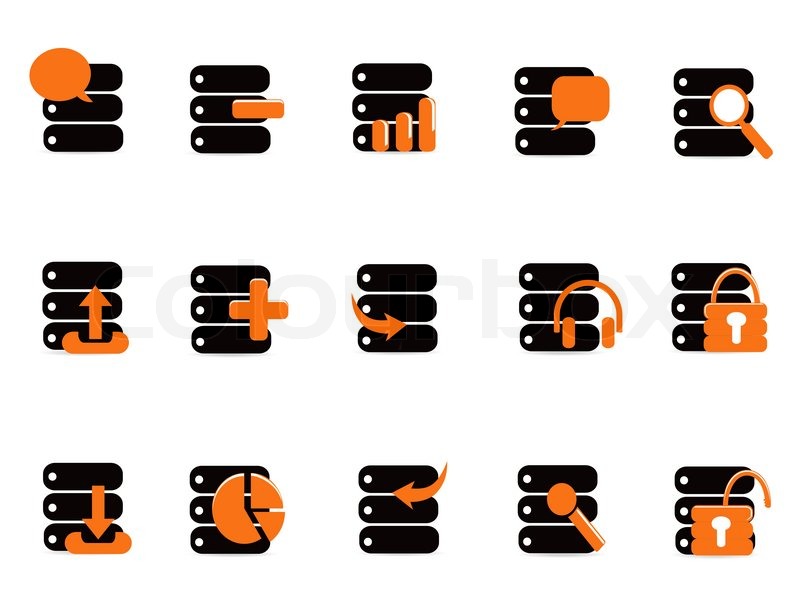 Black database icons | Stock vector | Colourbox