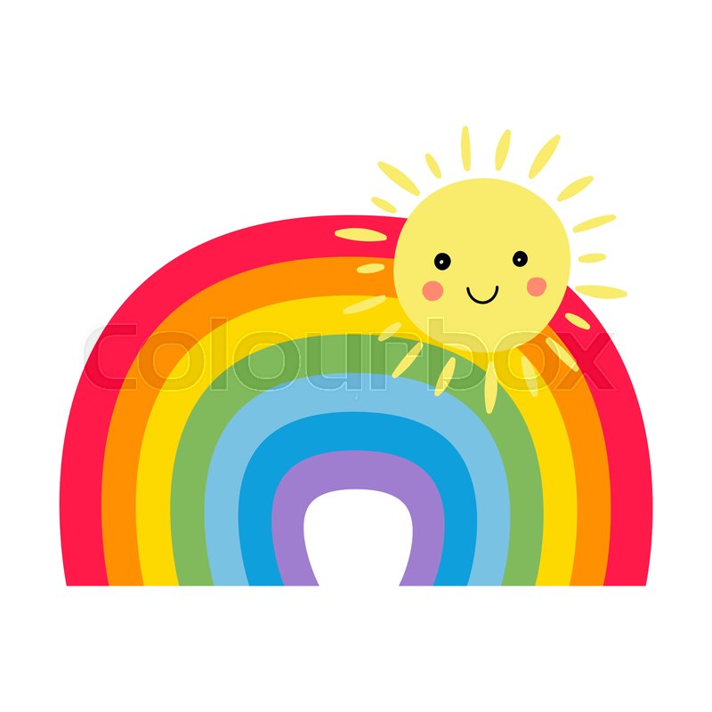 Cute Sun And Rainbow Cartoon
