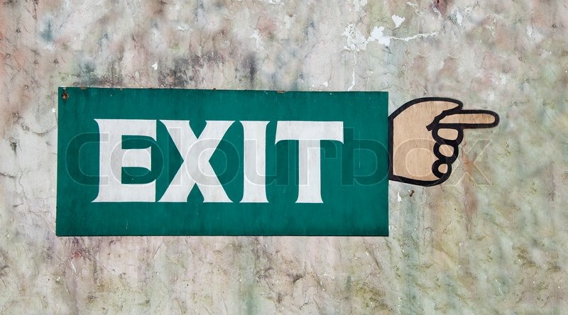 The Sign of exit painting hand on old ... | Stock image | Colourbox