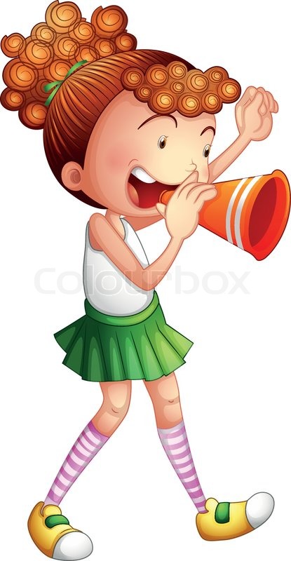 A girl with a noise maker | Stock vector | Colourbox