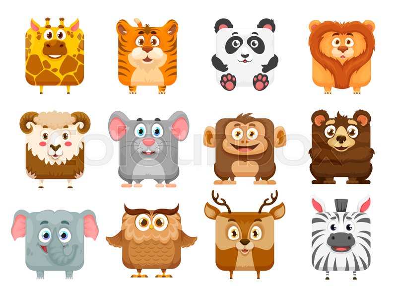 Cute Cartoon Zoo Animals