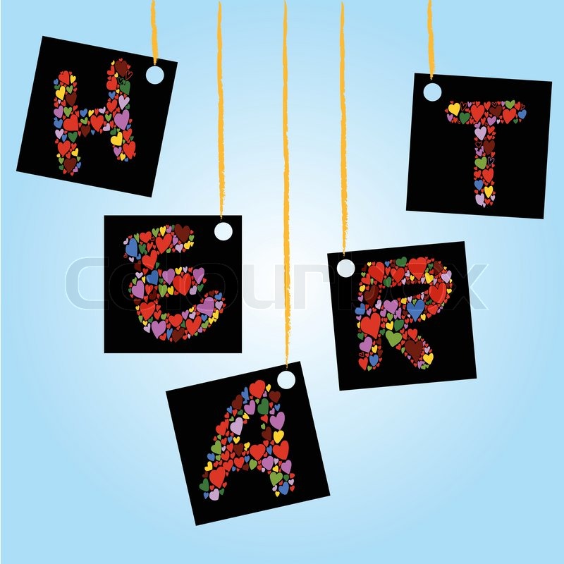 Hand-drawn heart-shaped alphabet | Stock vector | Colourbox