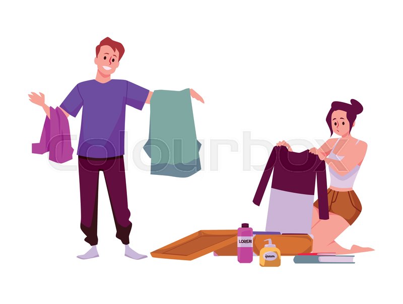 Man Packing Suitcase Cartoon