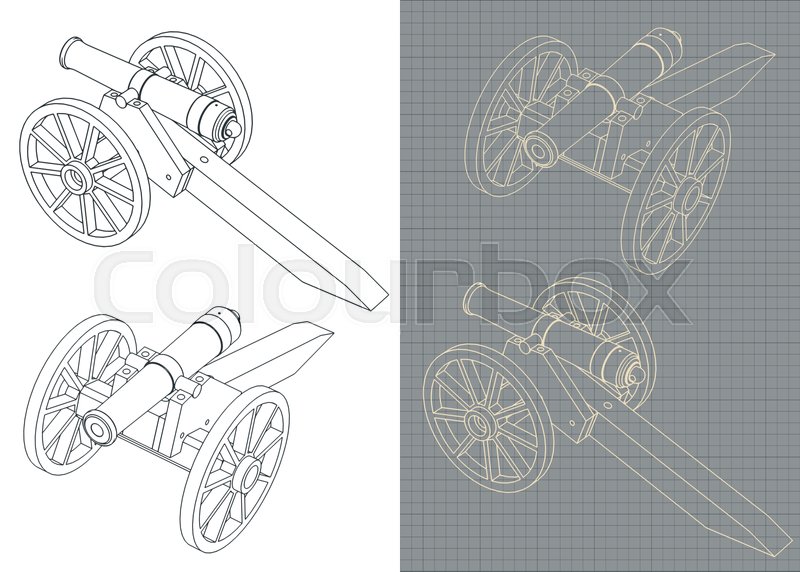 Old School Cannon Drawings