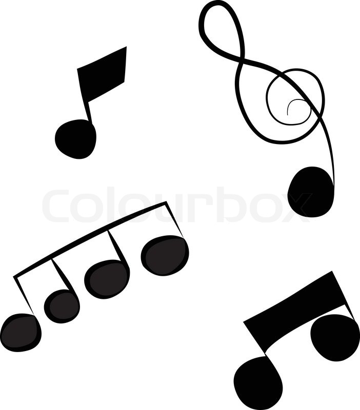 Black outline vector Music notes on ... | Stock vector | Colourbox