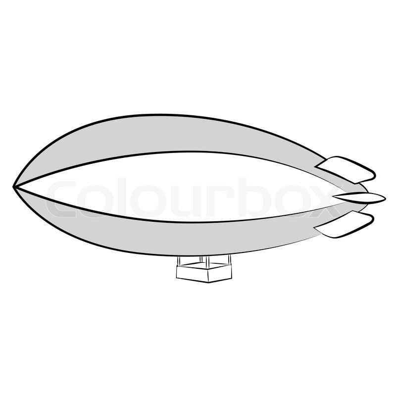 Black outline vector Airship on white ... | Stock vector | Colourbox