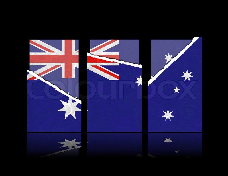 Australia flag of tear paper with gift ... | Stock image | Colourbox