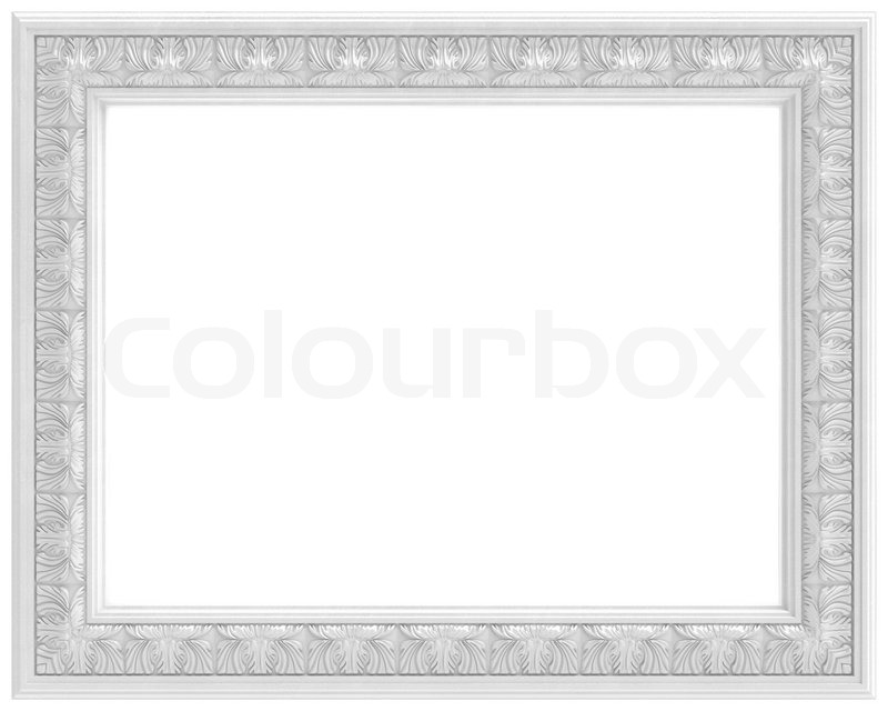 Rectangular white carved frame for a ... | Stock Photo | Colourbox