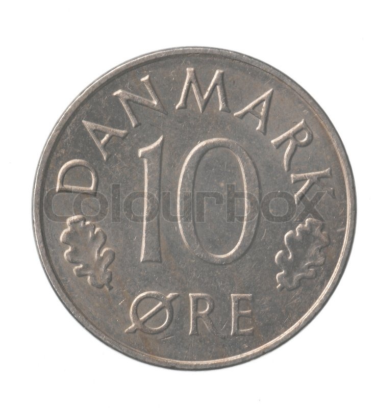 Danish coin on white background | Stock image | Colourbox