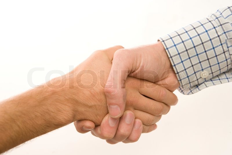 To mandlige hænder der giver hånd til ... | Stock foto | Colourbox