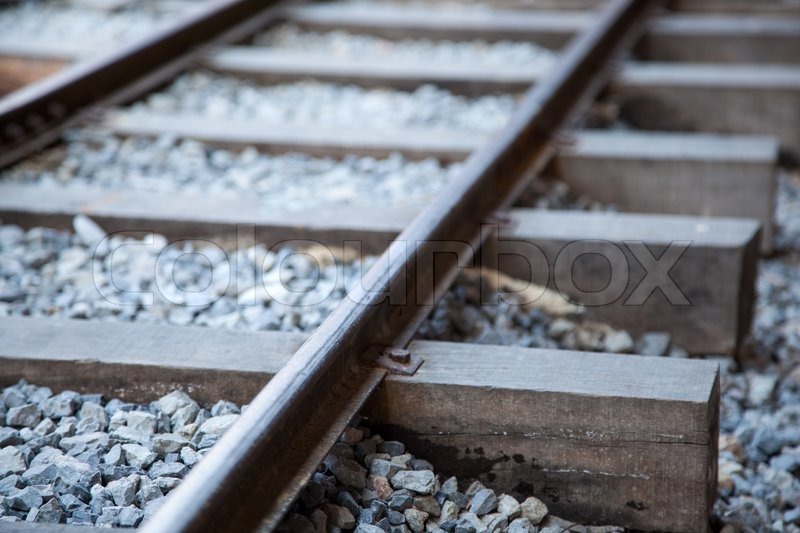 Railway tracks made of steel that ... | Stock image | Colourbox