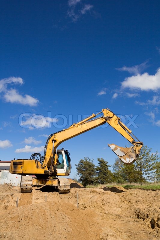Excavators working on a construction ... | Stock image | Colourbox