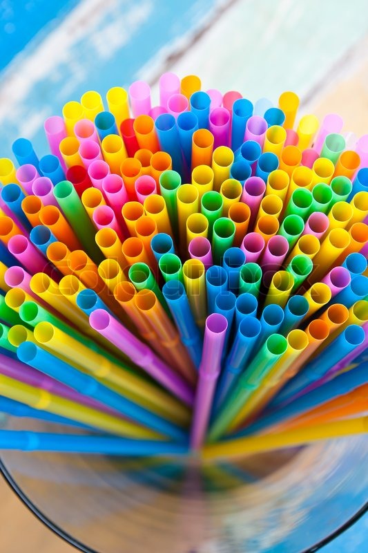 Colorful straws on retro background | Stock image | Colourbox
