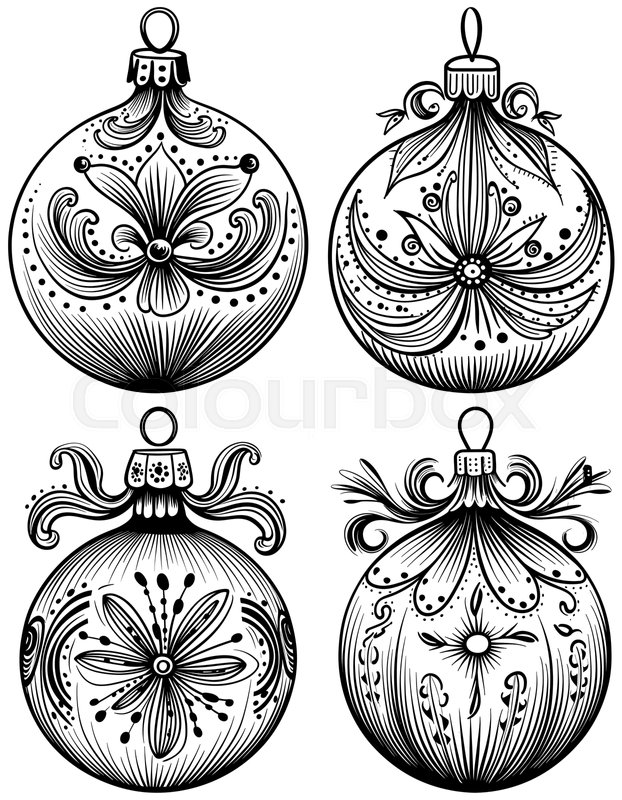 Line Drawing Xmas Ornaments