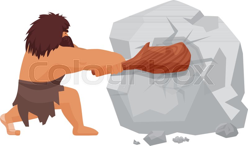 Jpg Of Cartoon Cave Men Under Rock