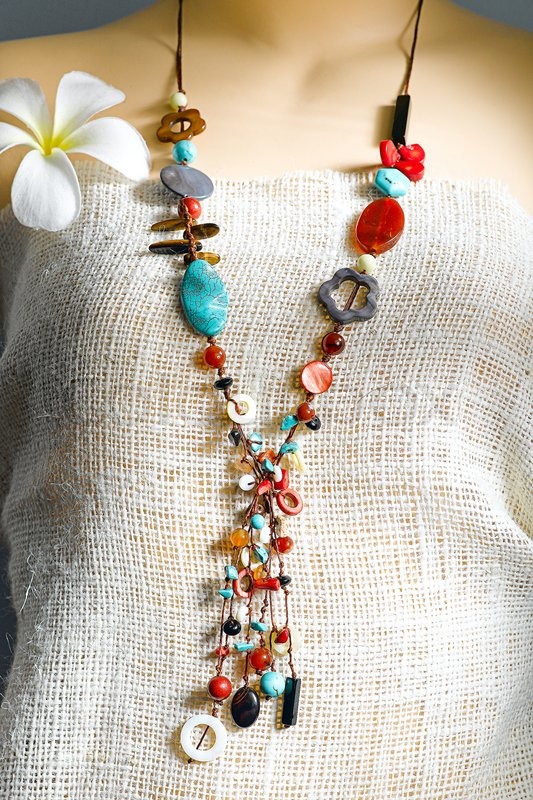 Colorful beads around the neck simply ... | Stock image | Colourbox