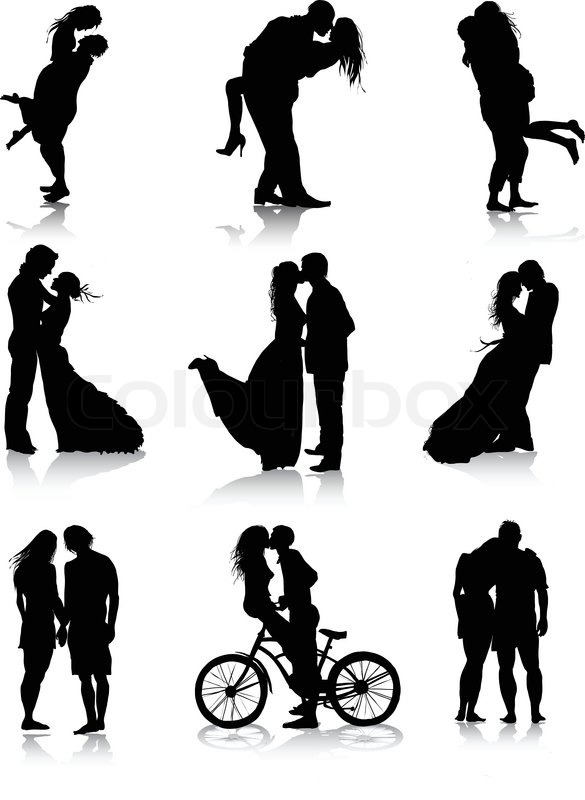 Romantic Couples Silhouettes Stock Vector Colourbox