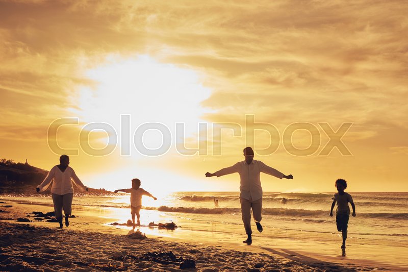 Family Running Silhouette