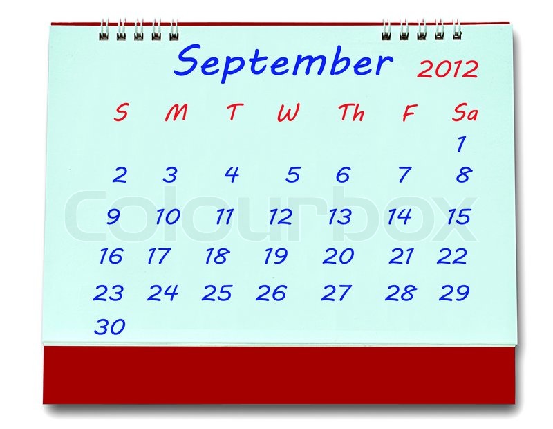 Der Kalender von September 2012 isoliert ... | Stock Bild | Colourbox