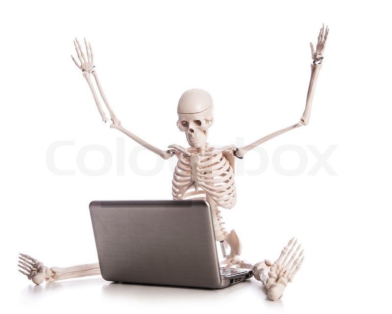 Skeleton working on laptop | Stock image | Colourbox