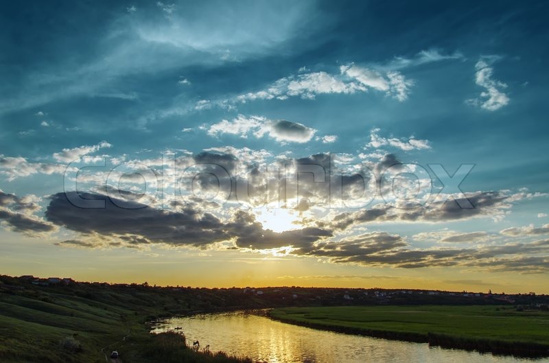 Sunset River Clouds