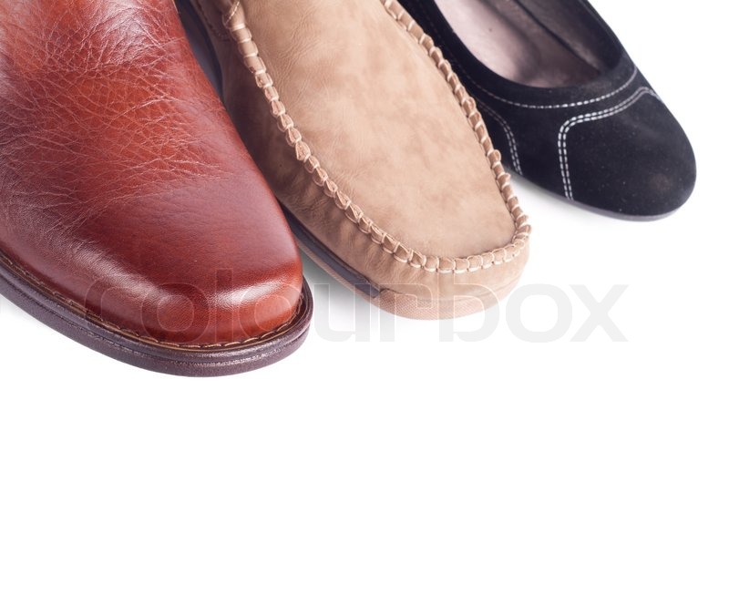 Row of shoes isolated on the white | Stock image | Colourbox