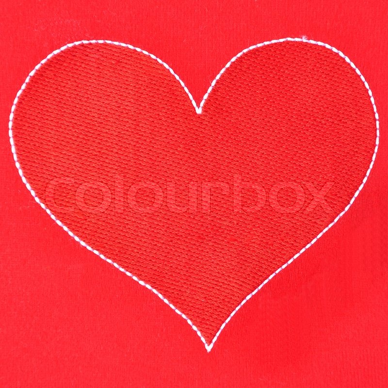 Red heart embroidered with canvas | Stock image | Colourbox