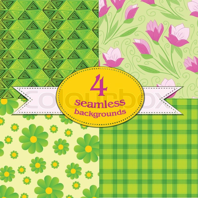 Set of four spring seamless ... | Stock Vector | Colourbox