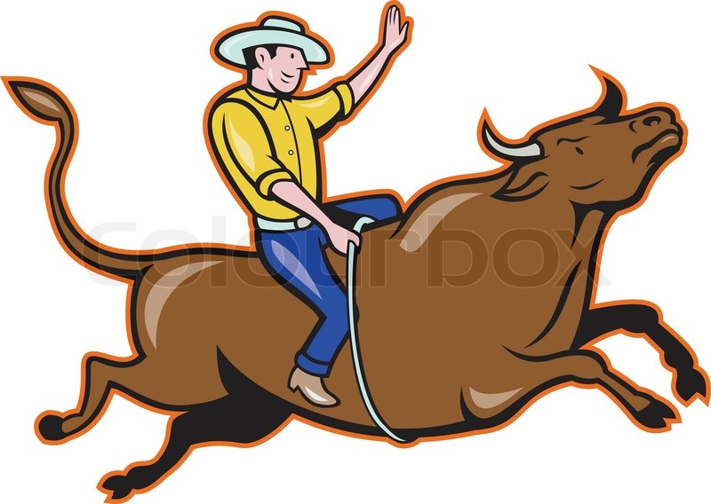 Rodeo Cowboy Bull Riding Retro | Stock-Vektor | Colourbox