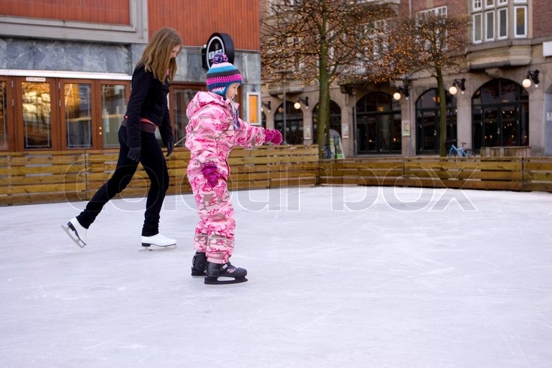 Children ice skating | Stock image | Colourbox