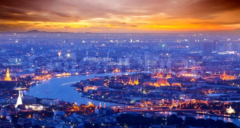 Landscape of Bangkok and the river with ... | Stock image | Colourbox