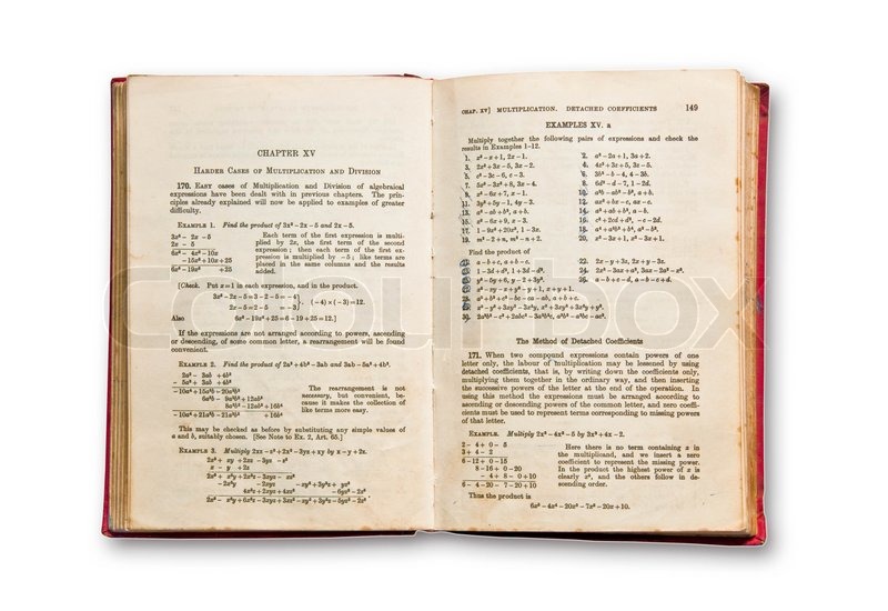 The Vintage algebra book isolated on ... | Stock image | Colourbox