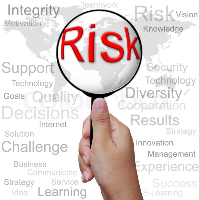 Risk, word in Magnifying glass ... | Stock image | Colourbox