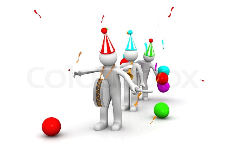 3D Business men celebrating a birthday, ... | Stock image | Colourbox