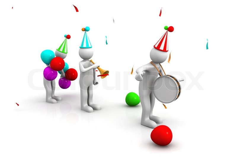 3D Business men celebrating a birthday, ... | Stock image | Colourbox