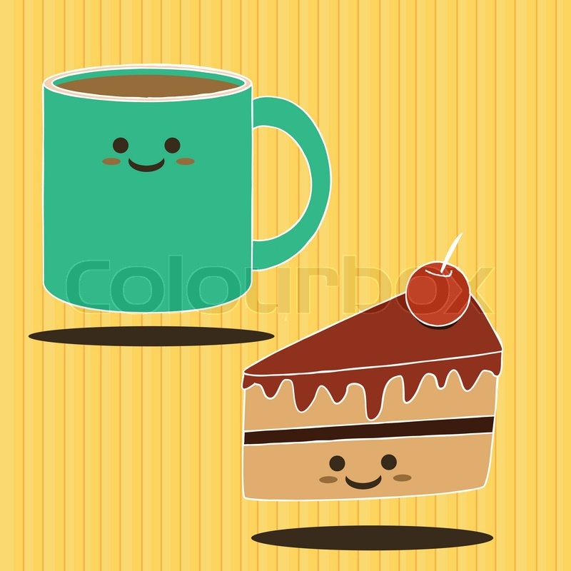 Cartoon Smiling a cup of coffee and ... | Stock vector | Colourbox