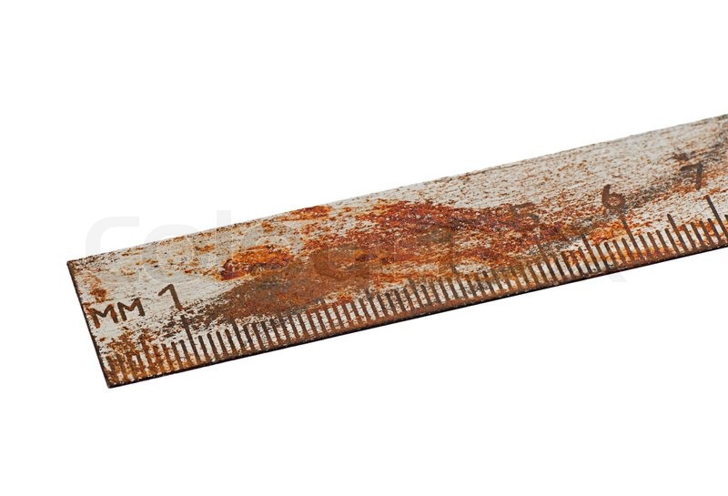 Old rusty ruler, isolated on a white ... | Stock image | Colourbox