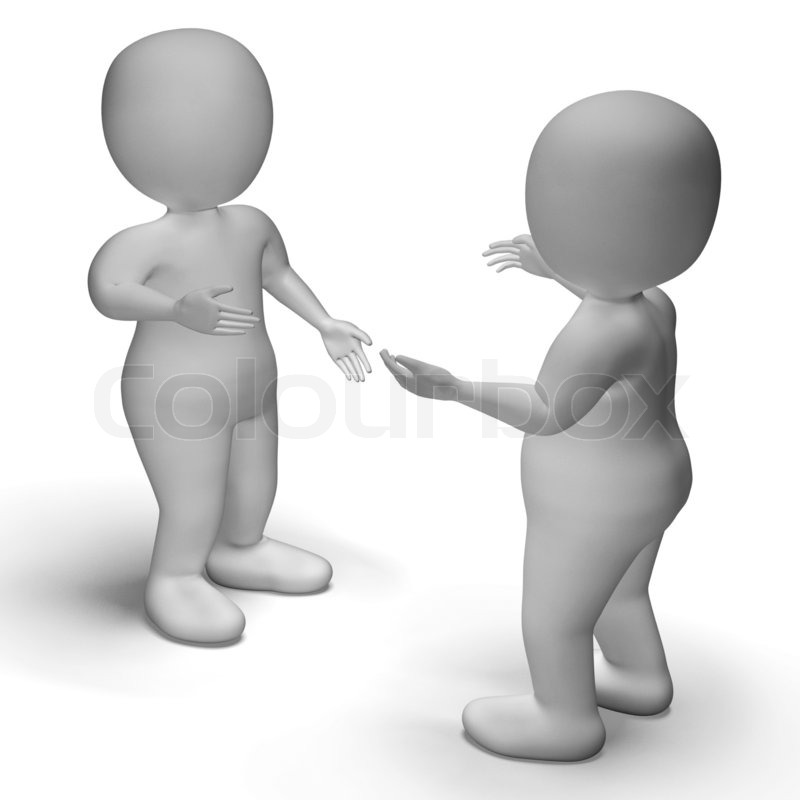 Samtale mellem to 3D-figurer Shows Kommunikation | stock foto | Colourbox