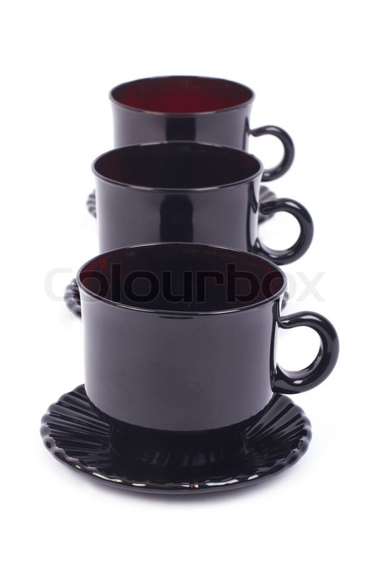 A series of black glass cups and ... | Stock image | Colourbox