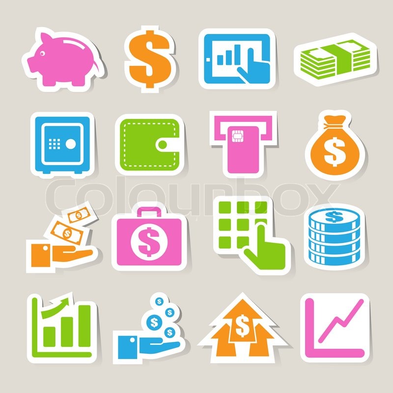 Finanzen und moneysticker icon set | Stock-Vektor | Colourbox