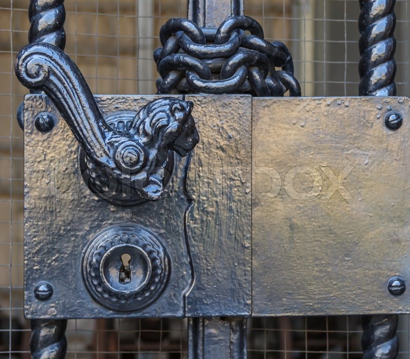 Ancient Door Lock and Door Handle, ... | Stock image | Colourbox