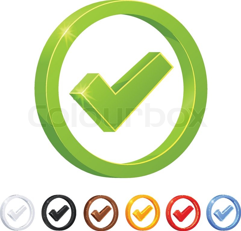 Set of 7 Check Mark icons in diferent ... | Stock vector | Colourbox