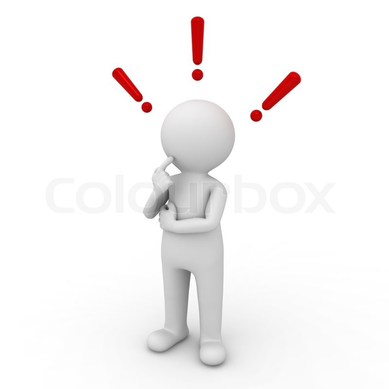 3d man with red exclamation marks above ... | Stock image | Colourbox