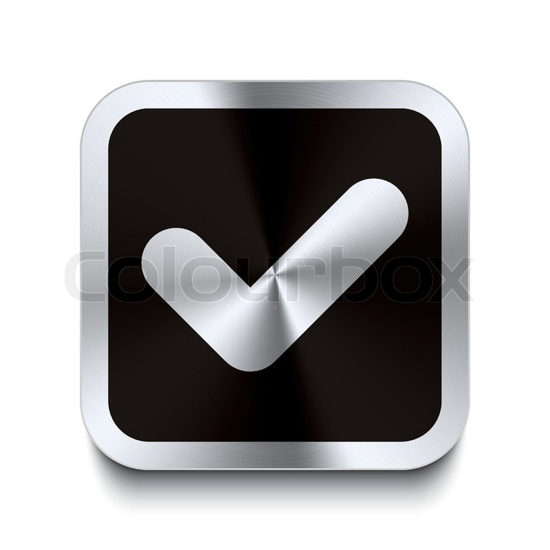 Square metal button - checkmark icon - ... | Stock vector | Colourbox