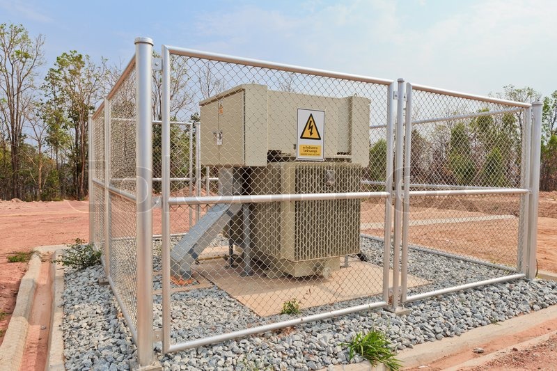 High-voltage substation in a metal ... | Stock image | Colourbox